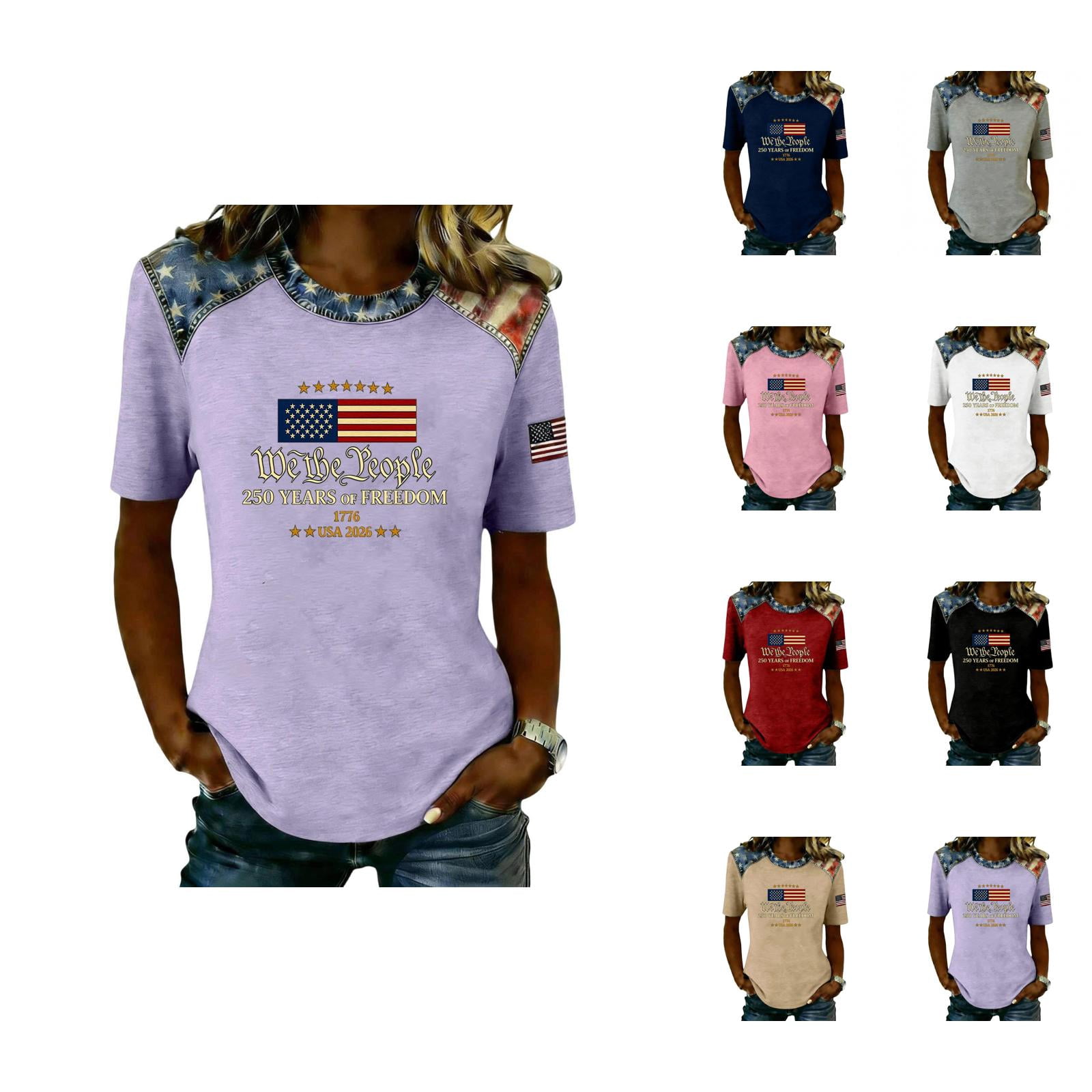 250th Anniversary USA Shirts Women American Flag Graphic Patriotic T ...