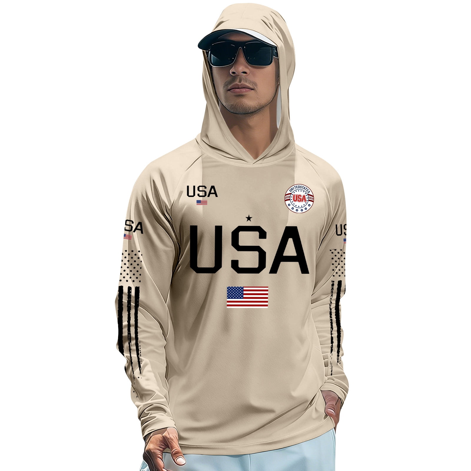 250th Anniversary USA Sun Fishing Shirts for Men Outdoor UPF 50+ Long ...
