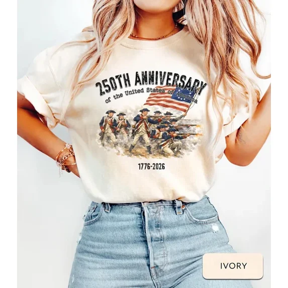 250th Anniversary USA T-shirt 2D 1776-2026 Patriotic Revolutionary War ...