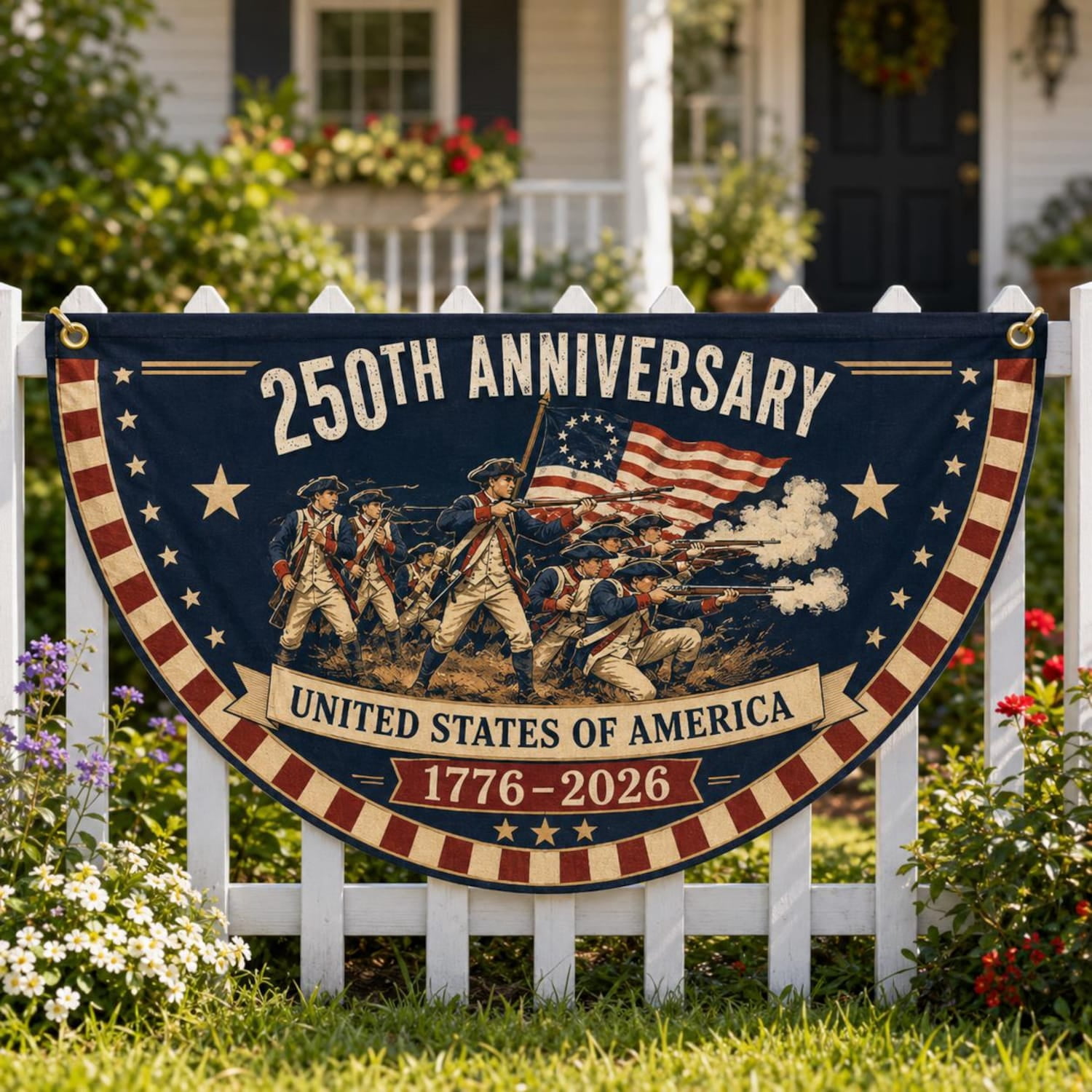 250th Anniversary United States Semicircle Fence Flag, 1776-2026 ...