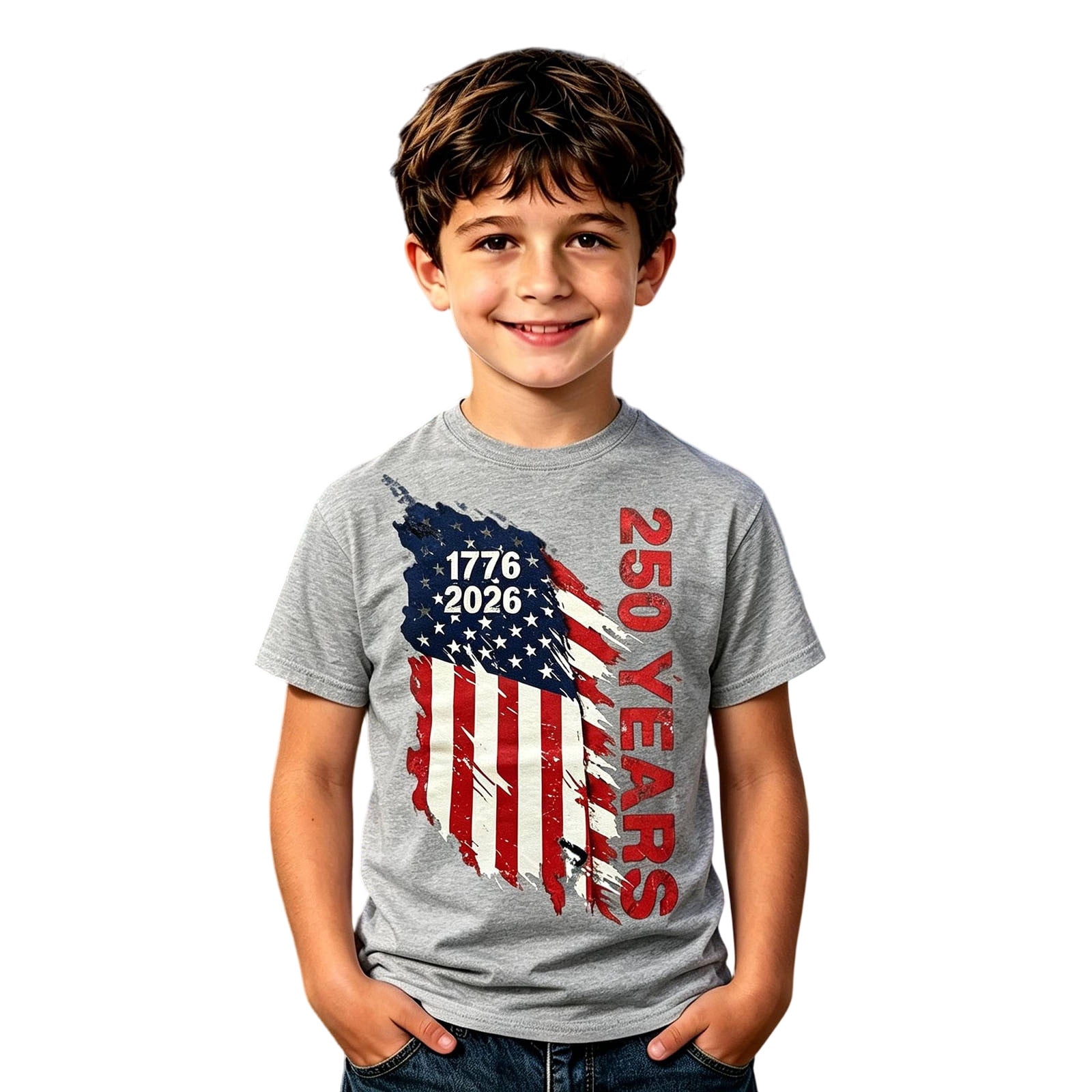 250th Anniversary Usa Shirt Boys Girls 4th of July T-Shirt Crewneck ...