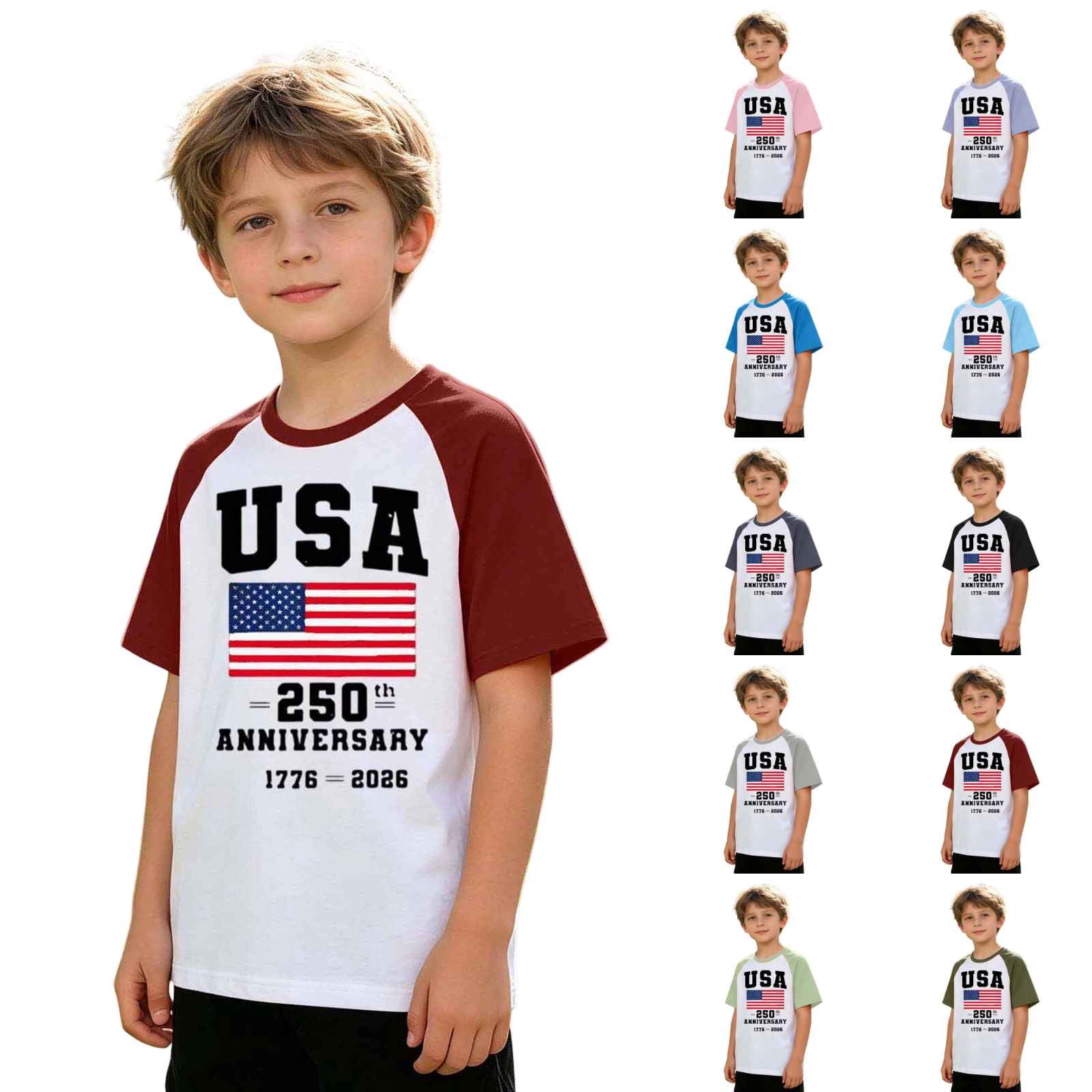 4th of July Shirts Summer Tops Boys Girls 250th Anniversary Usa Shirt ...