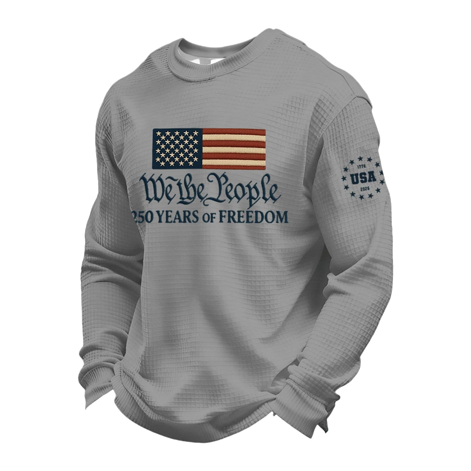 250th Anniversary Usa Shirt Waffle Long Sleeve Men's Shirts Usa Flag ...