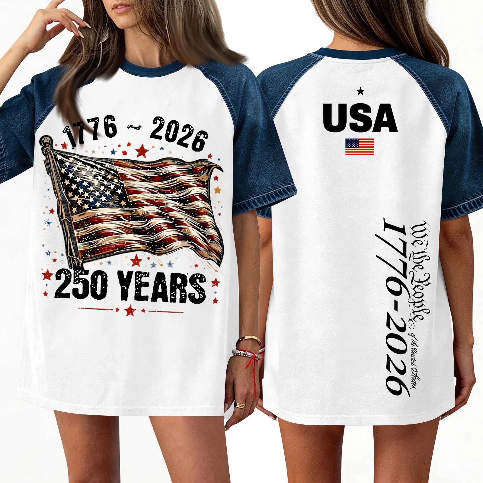 250th Anniversary Usa Shirts Women 1776 We the Peaple Boyfriend T ...