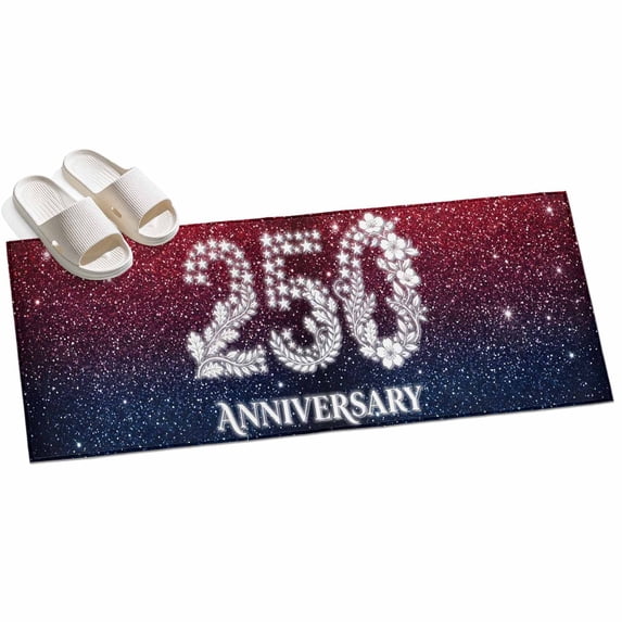 250th Anniversary Washable Area Rug 2 x 6 ft Flowers Stars Sparkles ...