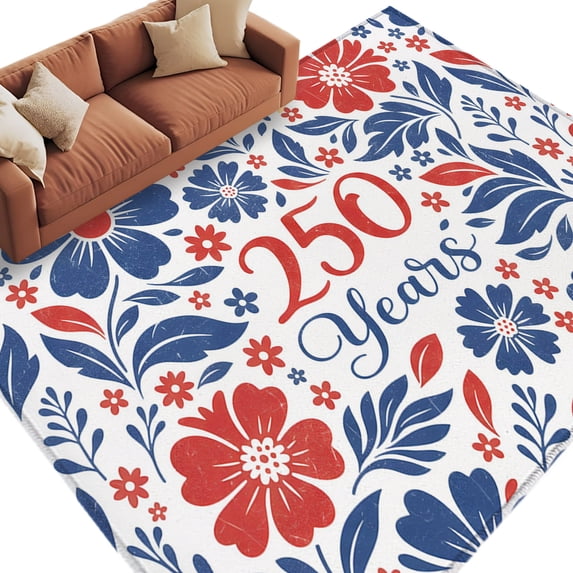 250th Anniversary Washable Living Room Rugs 9'x12', Red White Blue ...