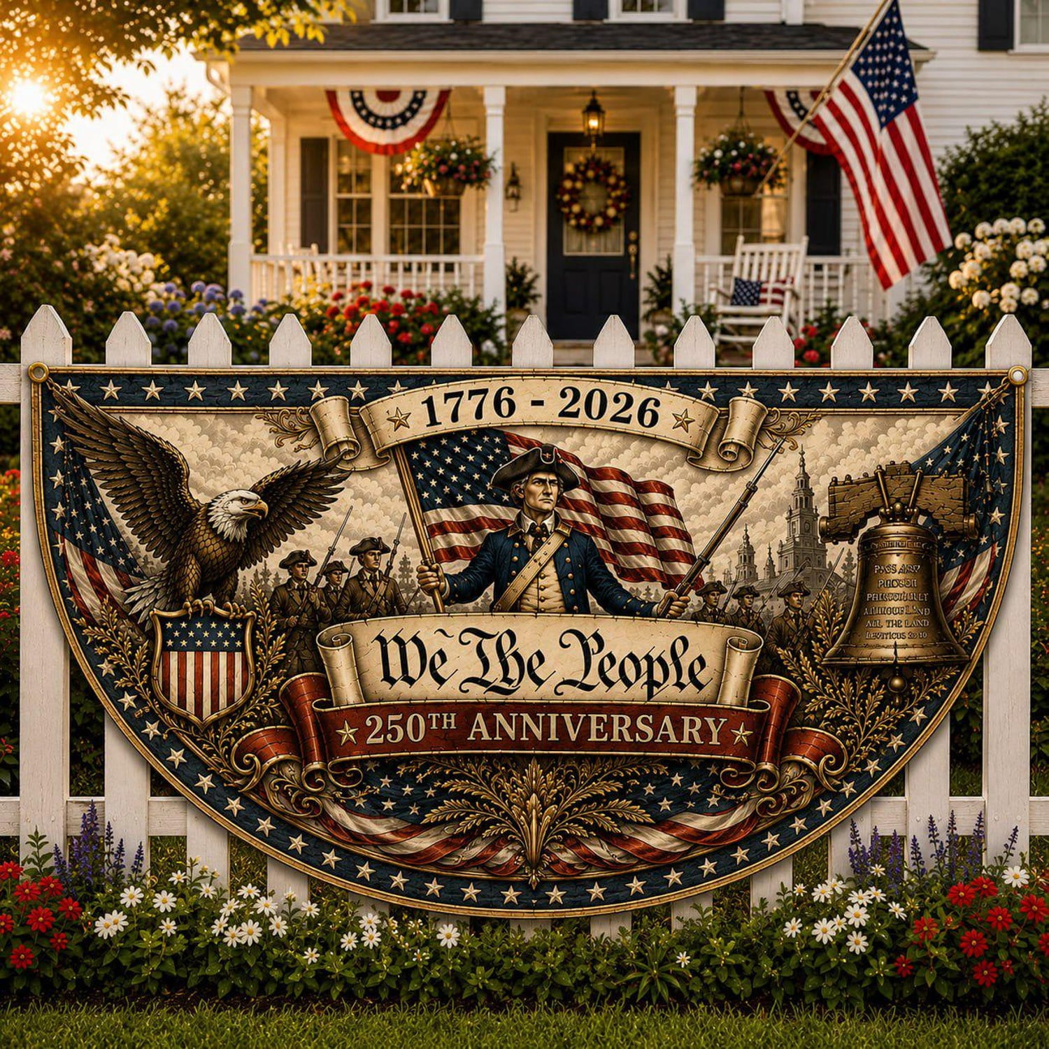250th Anniversary We The People Semi-Circular Banner, Patriotic 1776 ...
