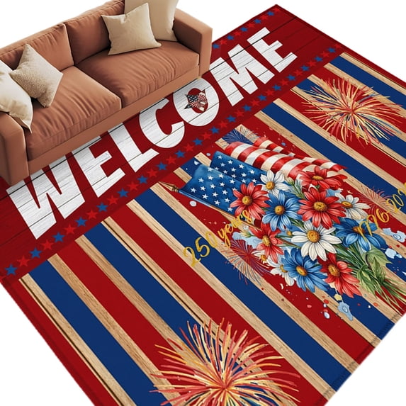 250th Anniversary Welcome Washable Living Room Rugs 6'x9', American ...
