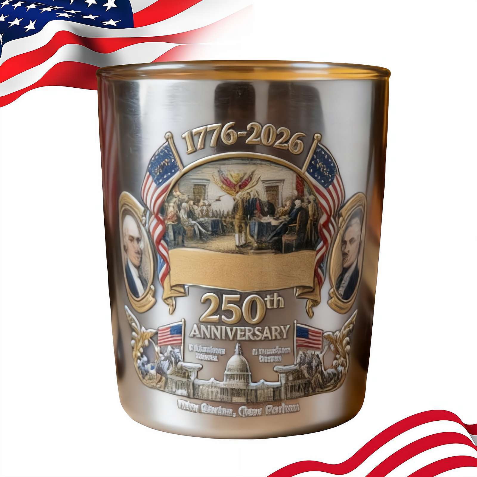 250th Anniversary Whiskey Glass, 1776-2026 Patriotic Old Fashioned ...