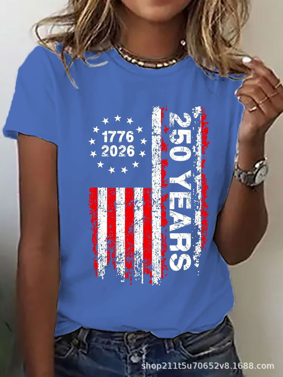 250th Anniversary of the United States Women's T-Shirt Round Neck Short ...