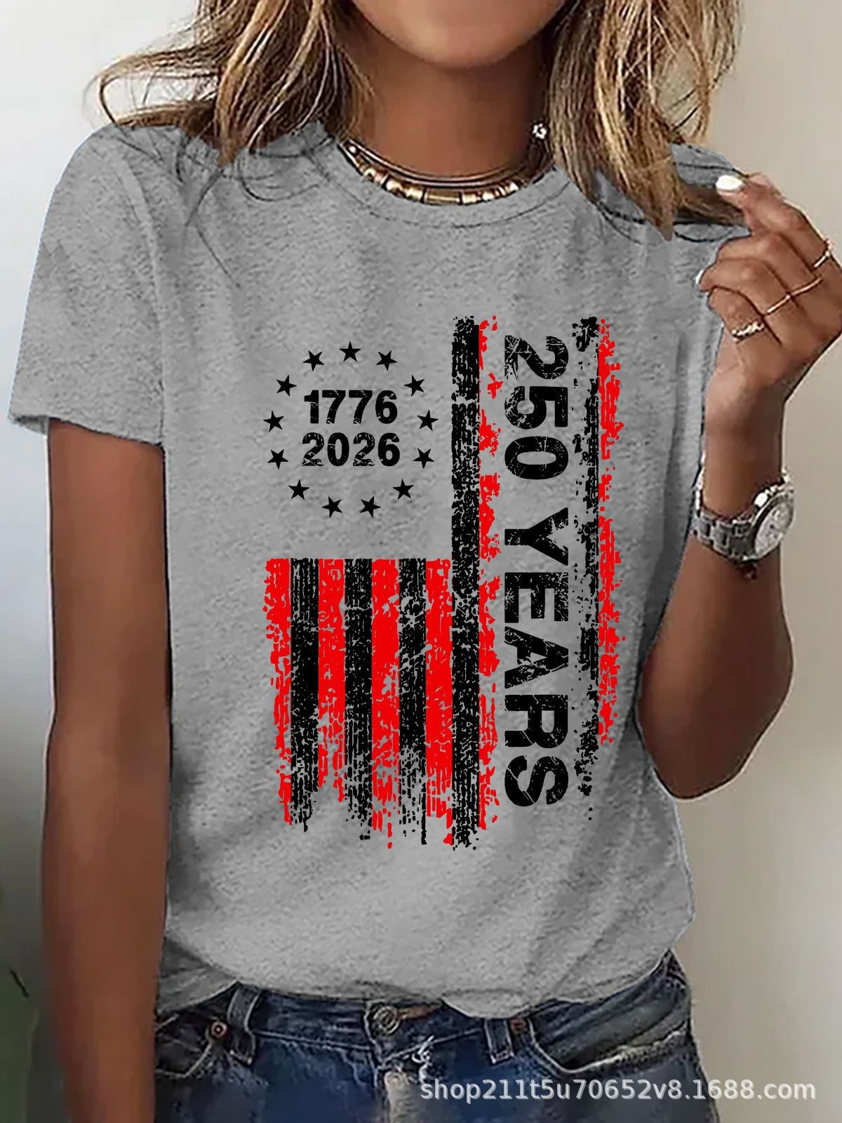 250th Anniversary of the United States Women's T-Shirt Round Neck Short ...