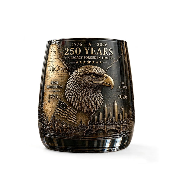 250th Commemorative Glass Cup,Whiskey & Wine Drinking Glass,Eagle Decor ...