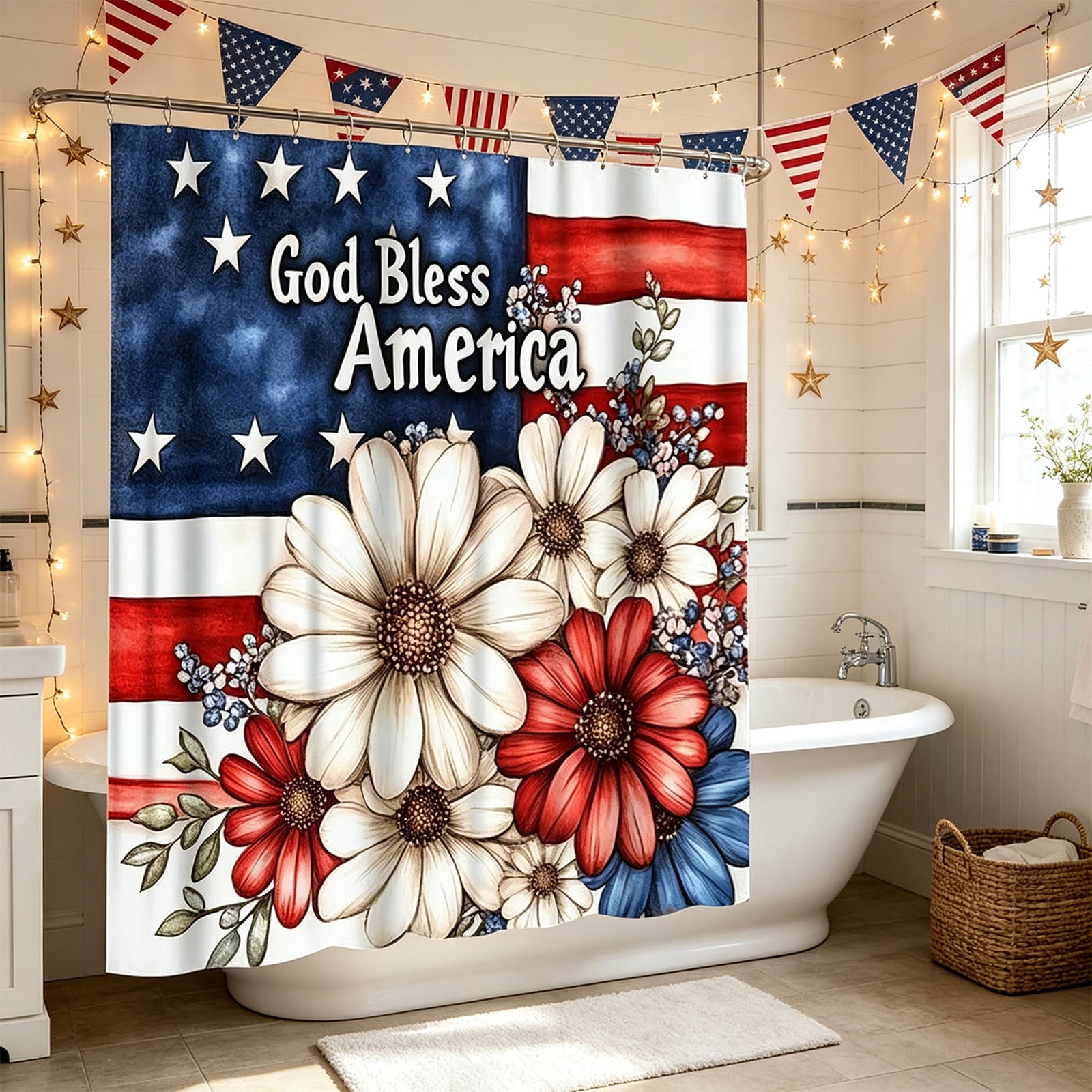 250th Independence Day Patriotic Polyester Shower Curtain 180x180cm 70 ...