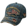 250th US Anniversary Distressed Denim Hat 17762026 Embroidered ...