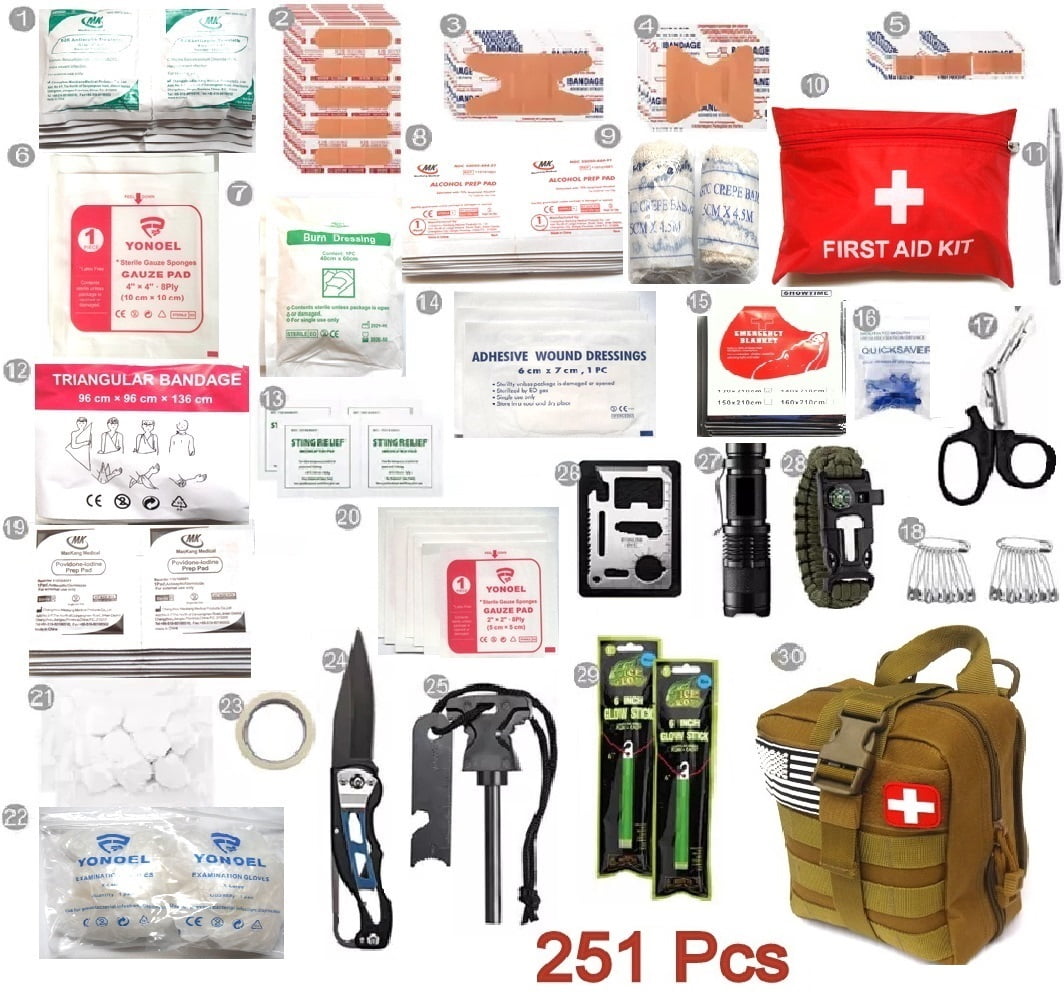 251 Pcs Travel First Aid Kit Treat and Protect Most Injuries, Ready For ...