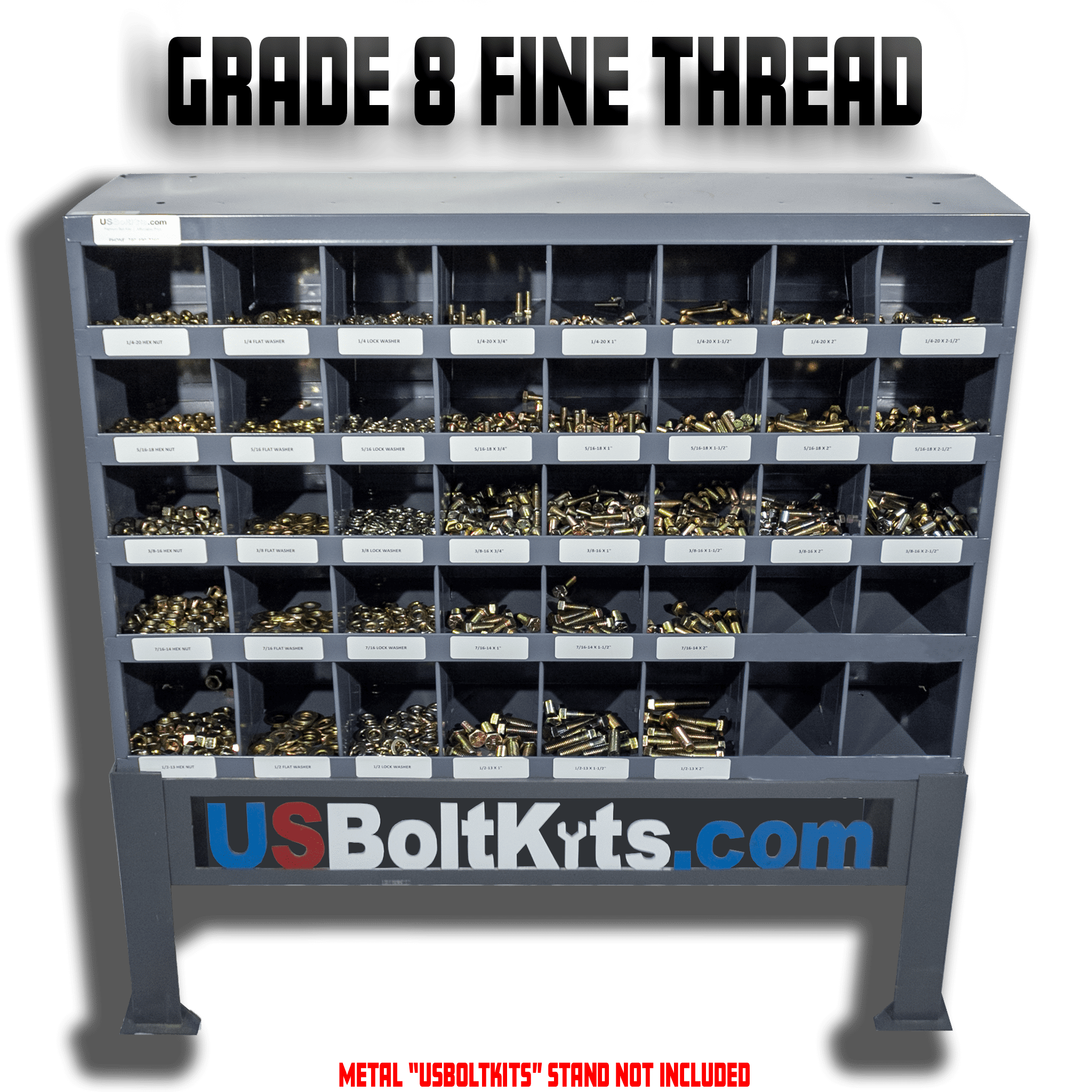 2510 Piece Grade 8 SAE Fine Thread Bin Kit with 40 Hole Bin - Walmart.com