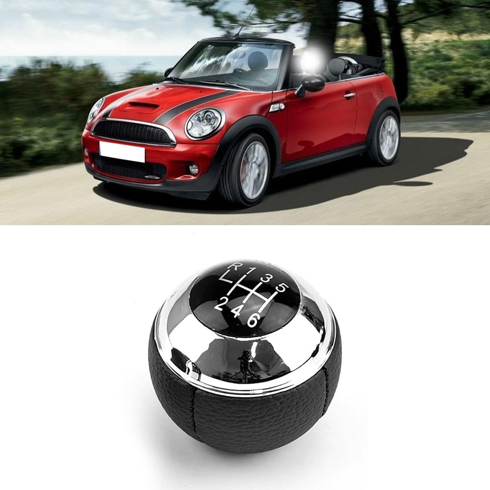 25117542272 1x 5/6Speed Shift Knob Leather Chrome For MINI R50 R52 R53 ...