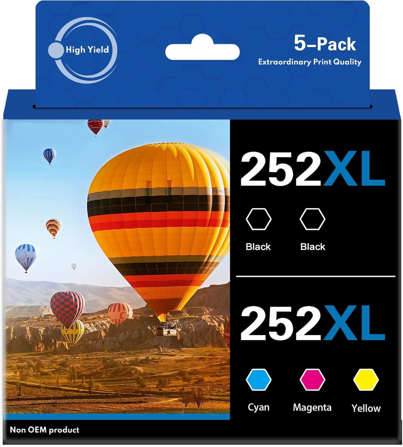 Epson 252XL Ink, 5-Pack for WF-7110, WF-7710, WF-7720, WF-3640, WF-3620 ...