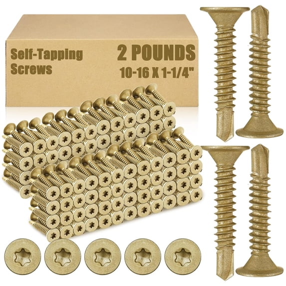 252 Pcs Wood to Metal Screws Bronze Self Drilling #10-16 x 1-1/4" Metal ...