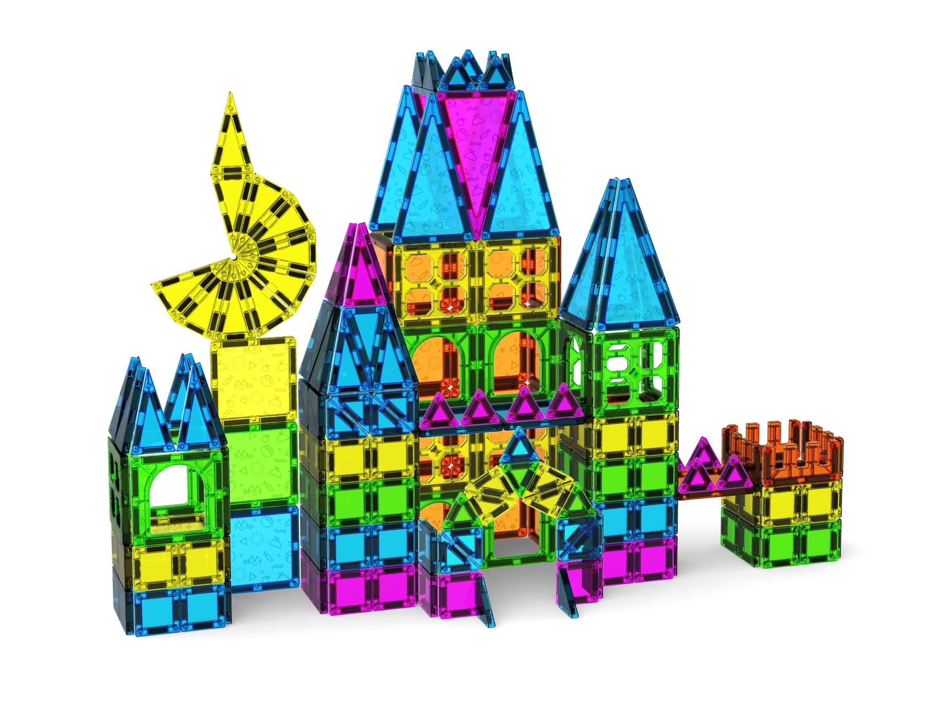 252 Pcs of Magnetic Tile Castle Building Set, High Transparency Colored ...