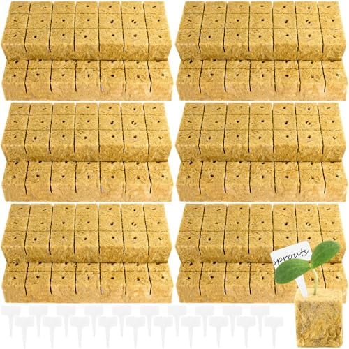 252 Pieces Rockwool Cubes for Hydroponics 1.5'' Rock Wool Planting ...