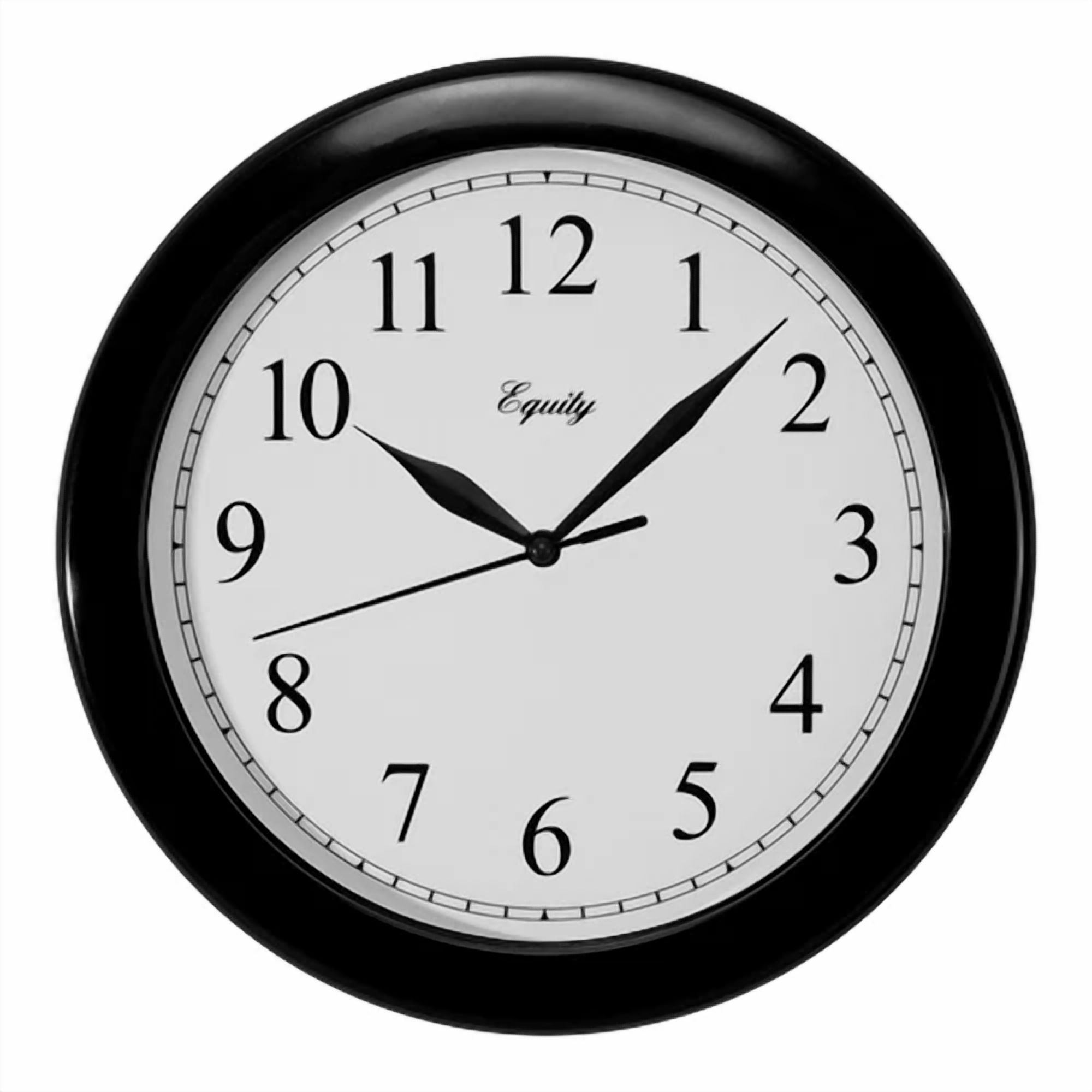 25203 Equity By La Crosse 10" Plastic Analog Wall Clock - Black ...