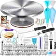 253 Pcs Cake Decorating Kit, 12" Aluminum Alloy Cake Turntable, 48 ...