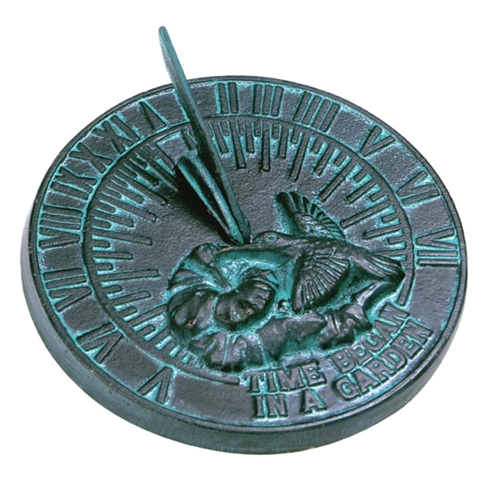 2532 Hummingbird Sundial, Cast Iron with Verdigris Finish, 7.5-Inch ...