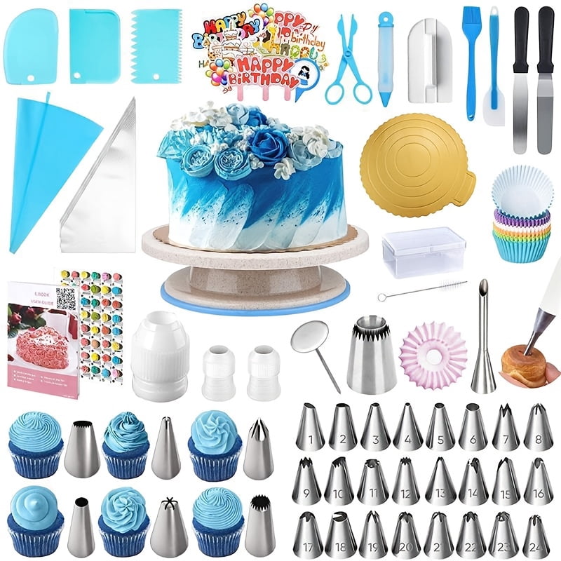 253pcs Ultimate Cake Decorating Kit with Stainless Steel Turntable ...