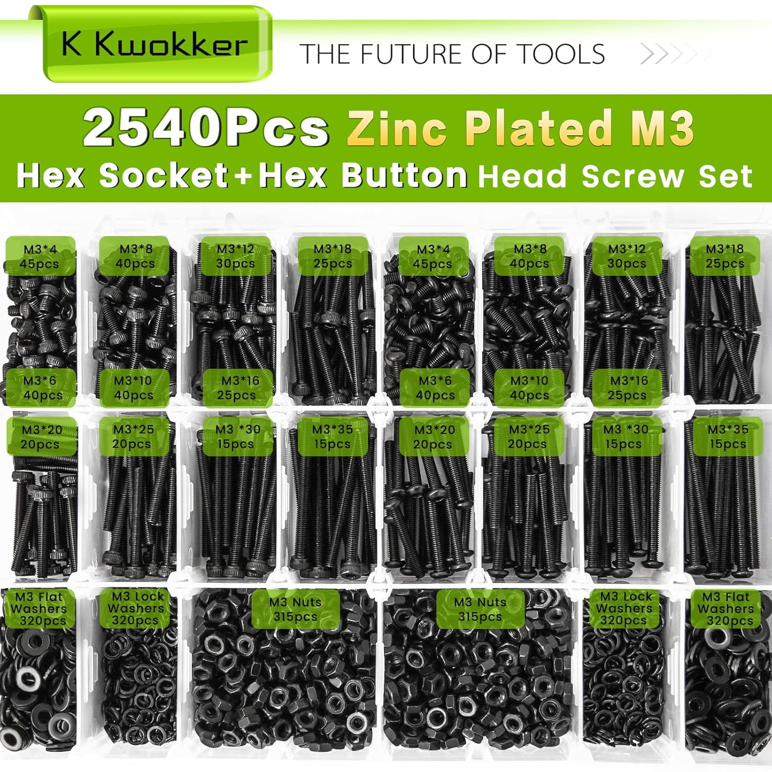 2540 x M3 Screws 4MM to 35MM, M3 Socket Head Screws & M3 Button Head ...