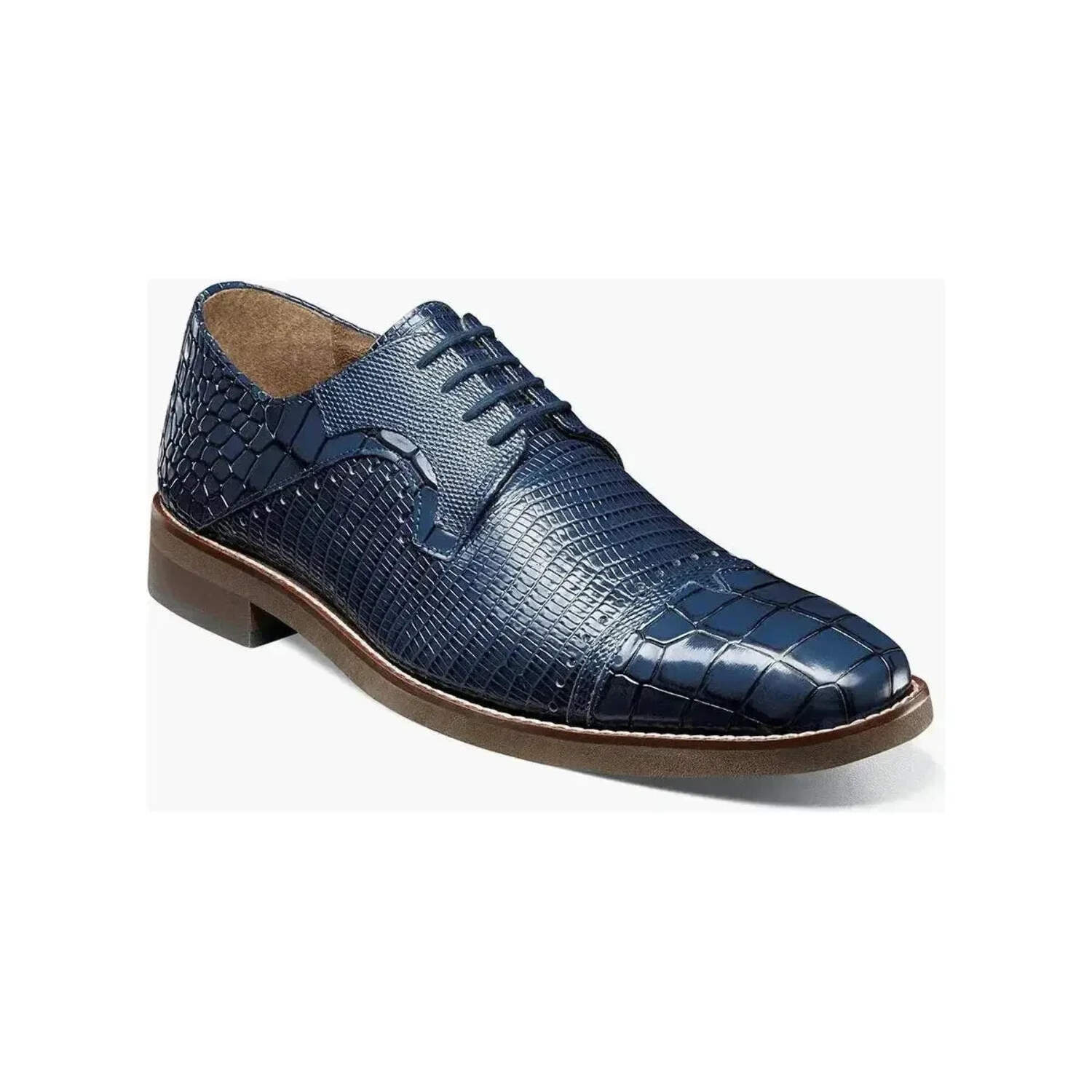 25538 Stacy Adams Leather Shoes Esposito Lizard Crocodile Print Blue ...