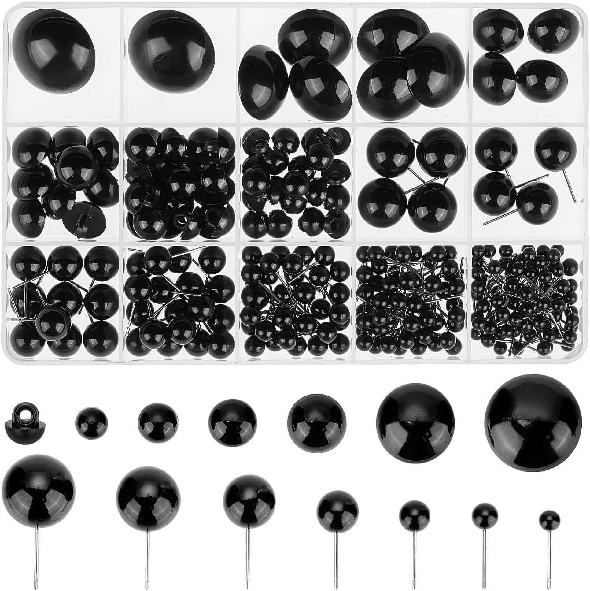 255pcs Safety Eyes Craft Eyes Black Stuffed Animal Eyes Bead Eyes Noses ...