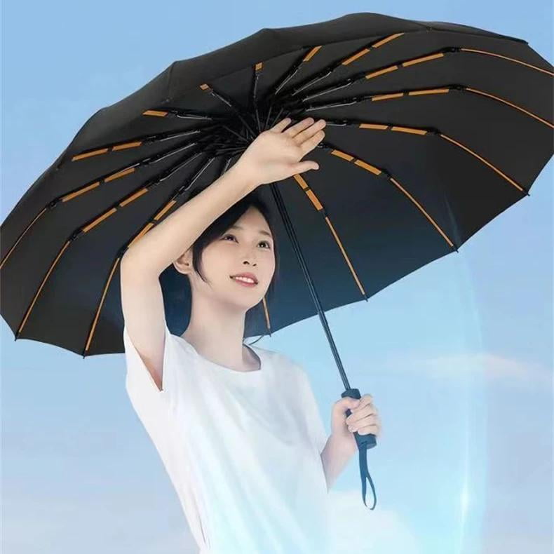 256 Bones Super Windproof Rain Umbrella Large Size Full Automatic Men ...