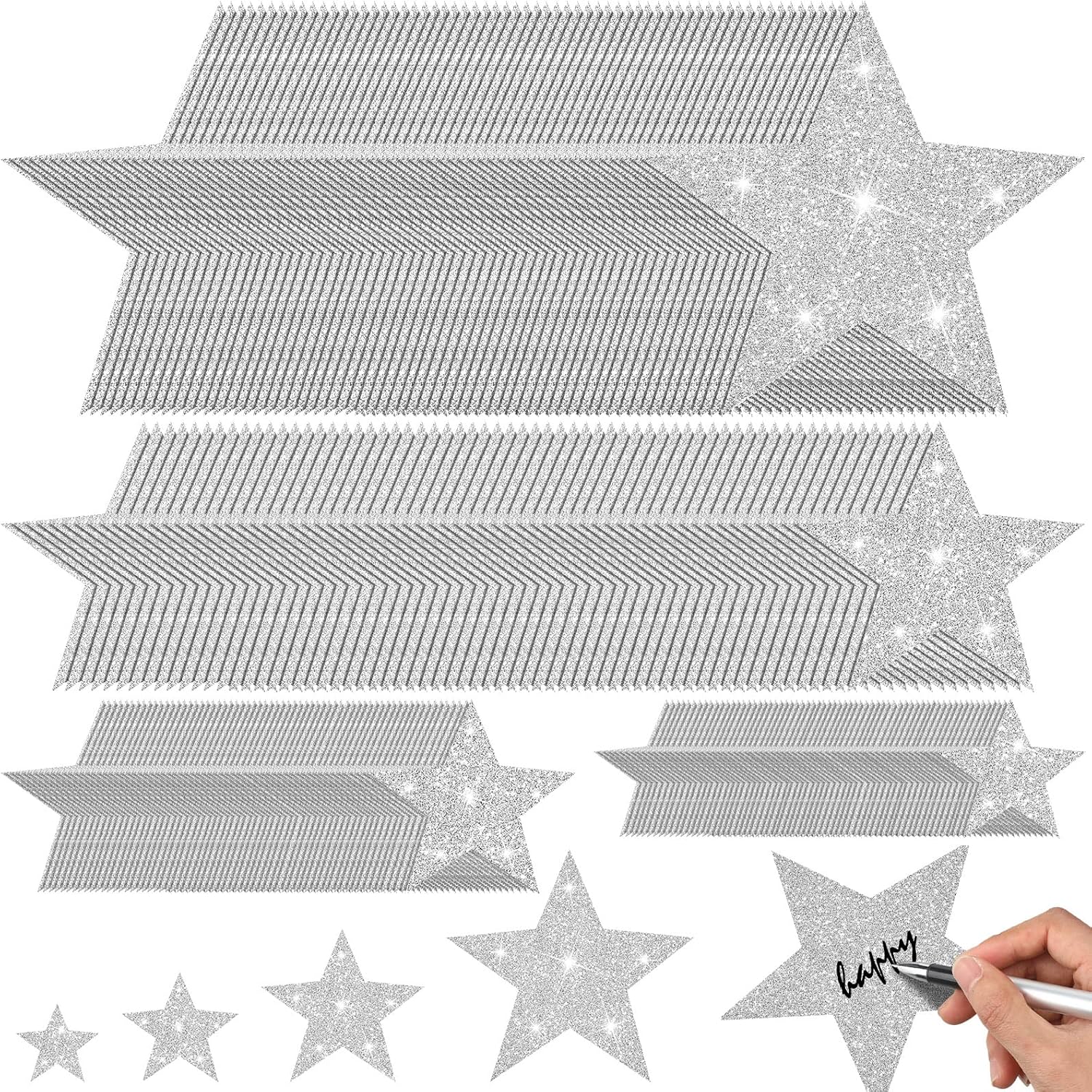 256 Pcs Glitter Star Cutouts Paper Decoration Back to School Cardboard ...