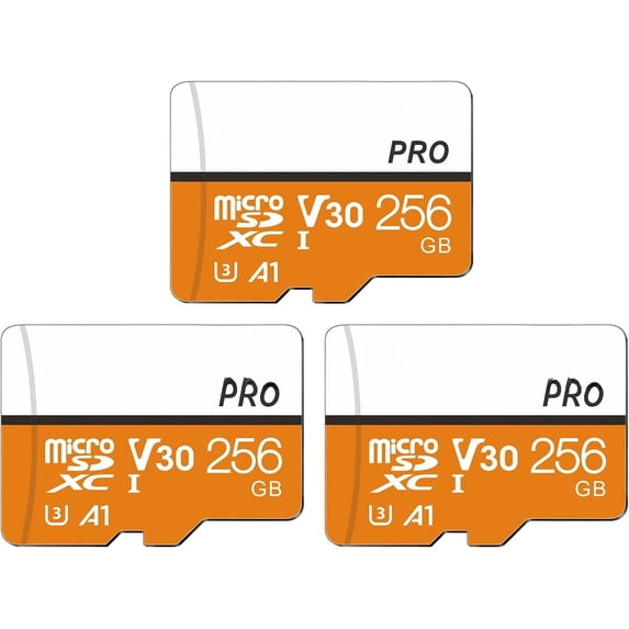 256GB SD Card 3Pack,TF Card SDXC Memory Card V30 A1 App microSD Card ...