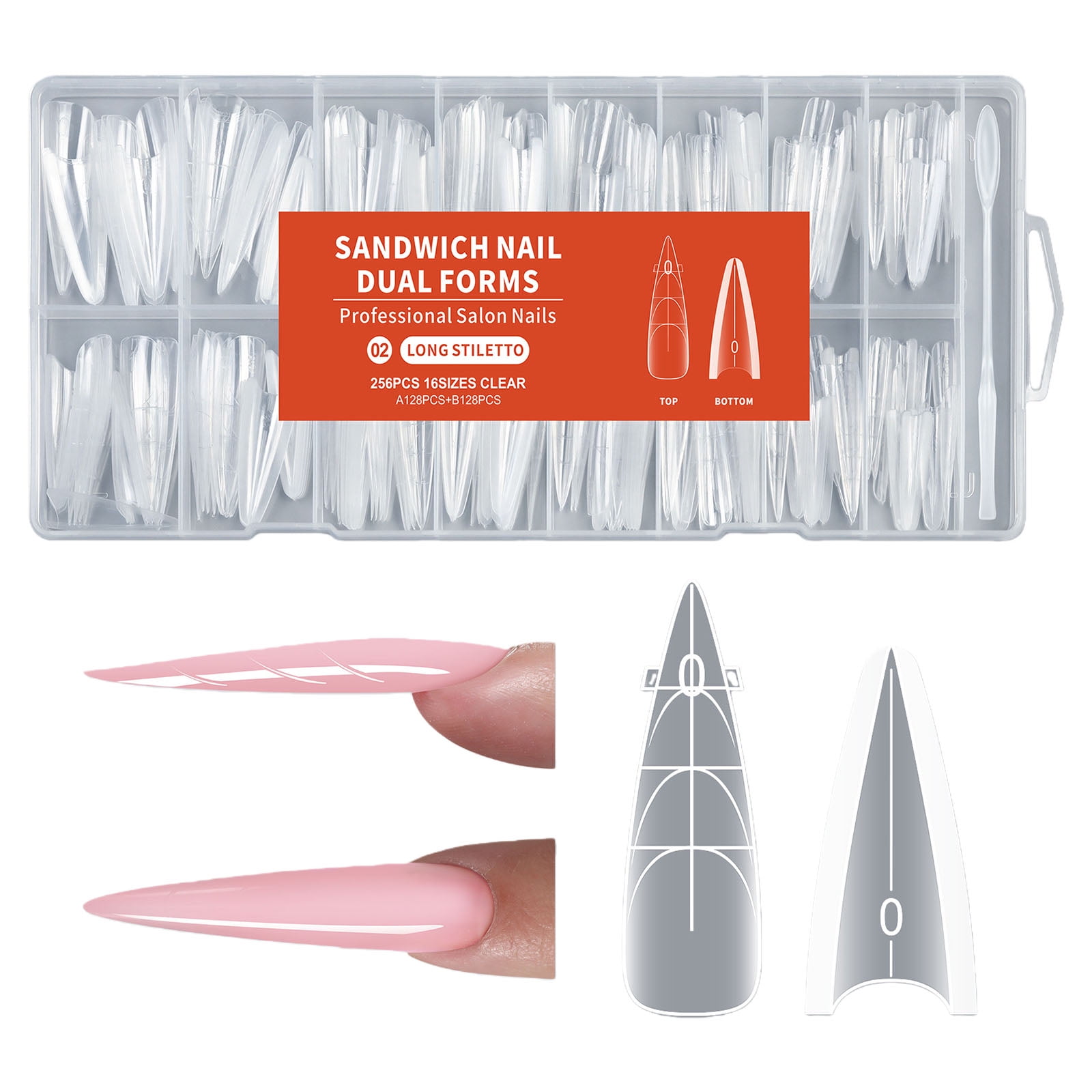 256Pcs Clear Transparent Nails Art Extension Forms Not Paper Backing ...