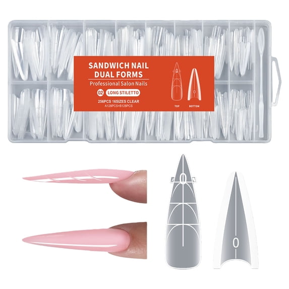 256Pcs Clear Transparent Nails Art Extension Forms Not Paper Backing ...