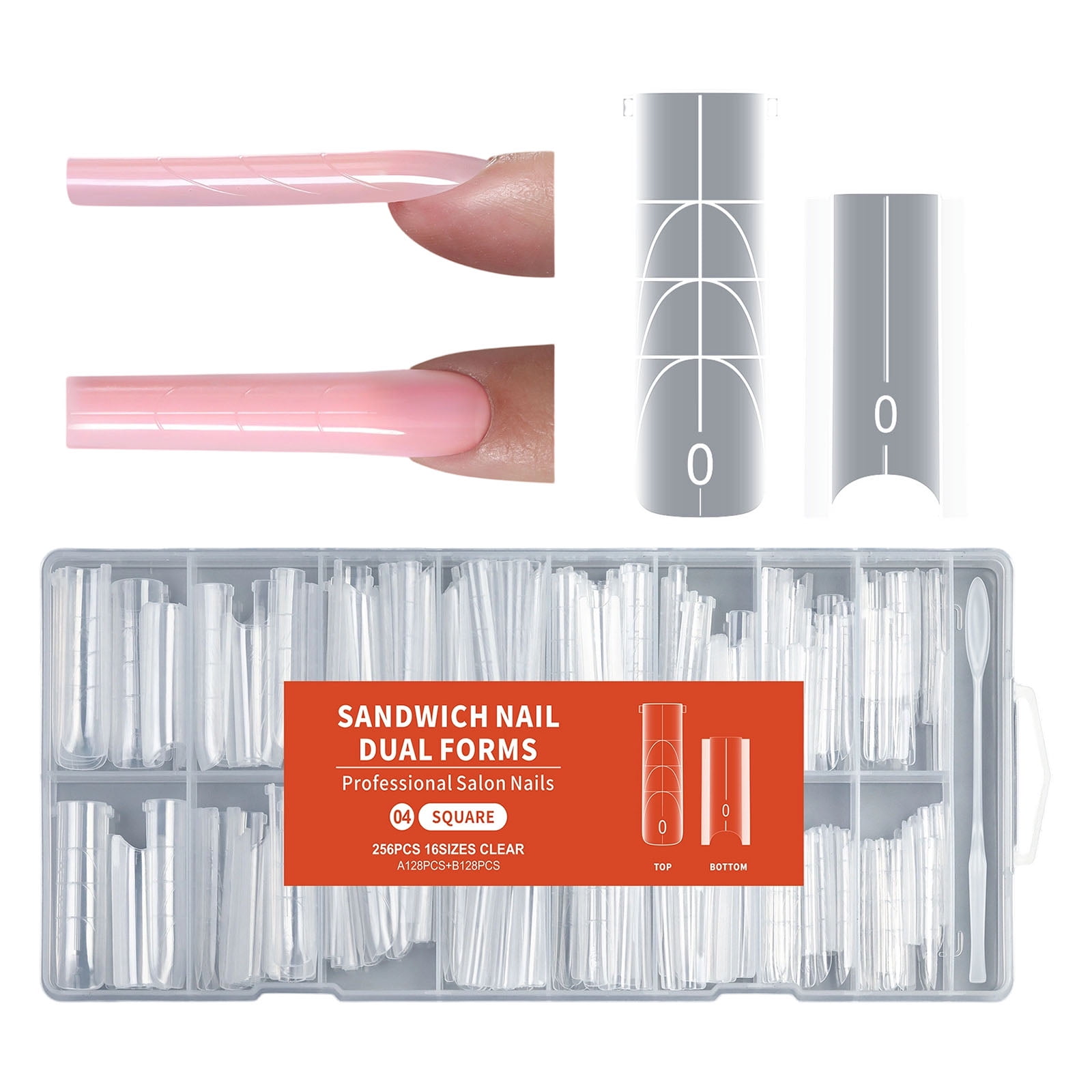 256Pcs Clear Transparent Nails Art Extension Forms Not Paper Backing ...