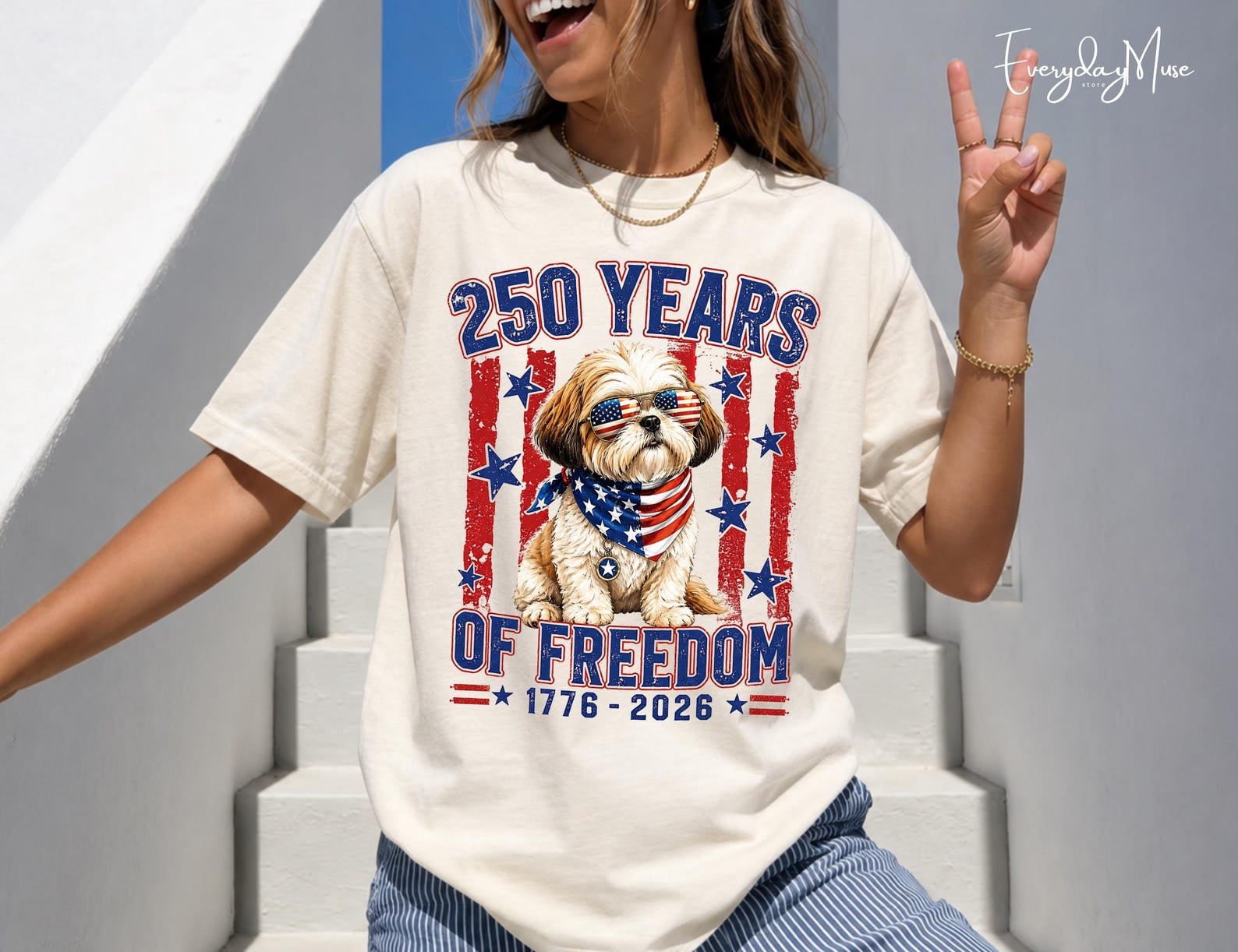 257 Years Of Freedom Shih Tzu Dog, 4th of July Patriotic Dog Lover Gift ...
