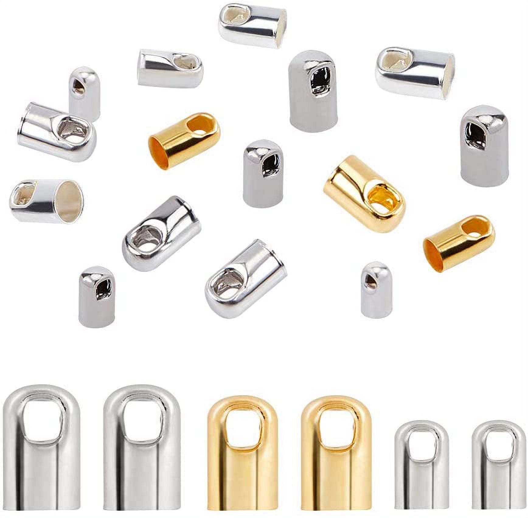 258pcs 3 Sizes Brass Cord Ends Caps Bracelet Necklace Clasp Connector ...
