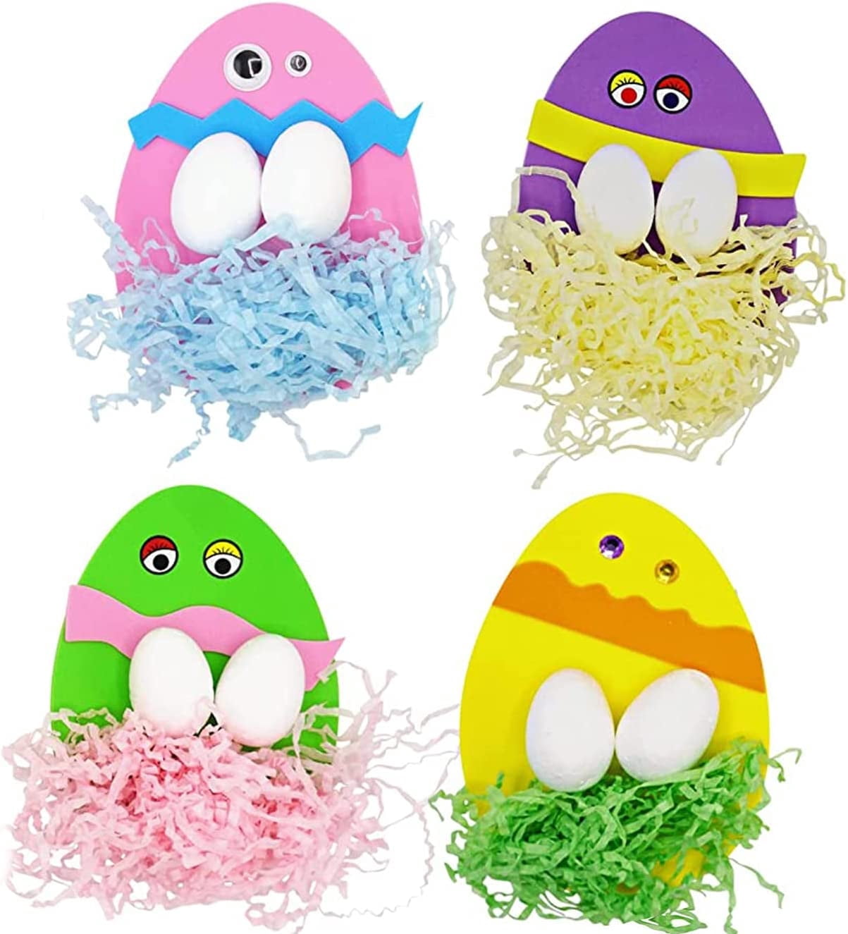 4E's Novelty 259 Pcs Easter Egg Craft Kit 3D Foam Magnet DIY for Kids ...