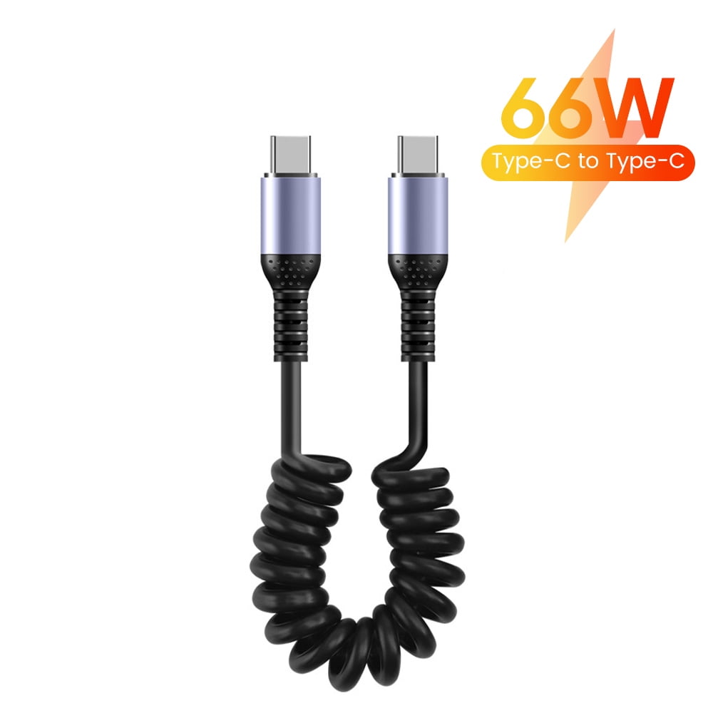 25CM To 1M Spring Short Cable USB Type C Fast Charging Data Cord USB C To Type C Cable For ...