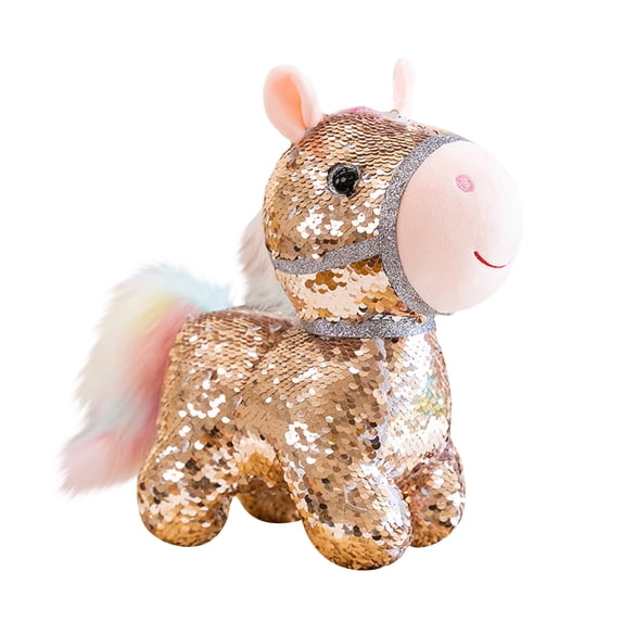 25Cm Sequin Plush Pony Stuffed Animal Toy, 1Pc Glitter Horse Plushie ...