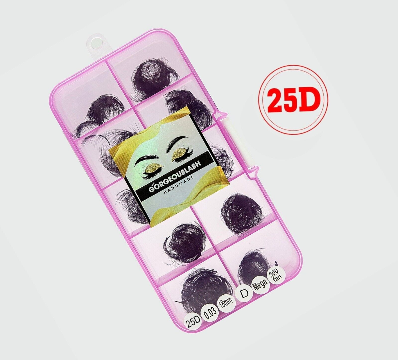 25D - D Curl Lashes, 500 Premade Volume Fans, 0.03mm thickness, Eyelash ...