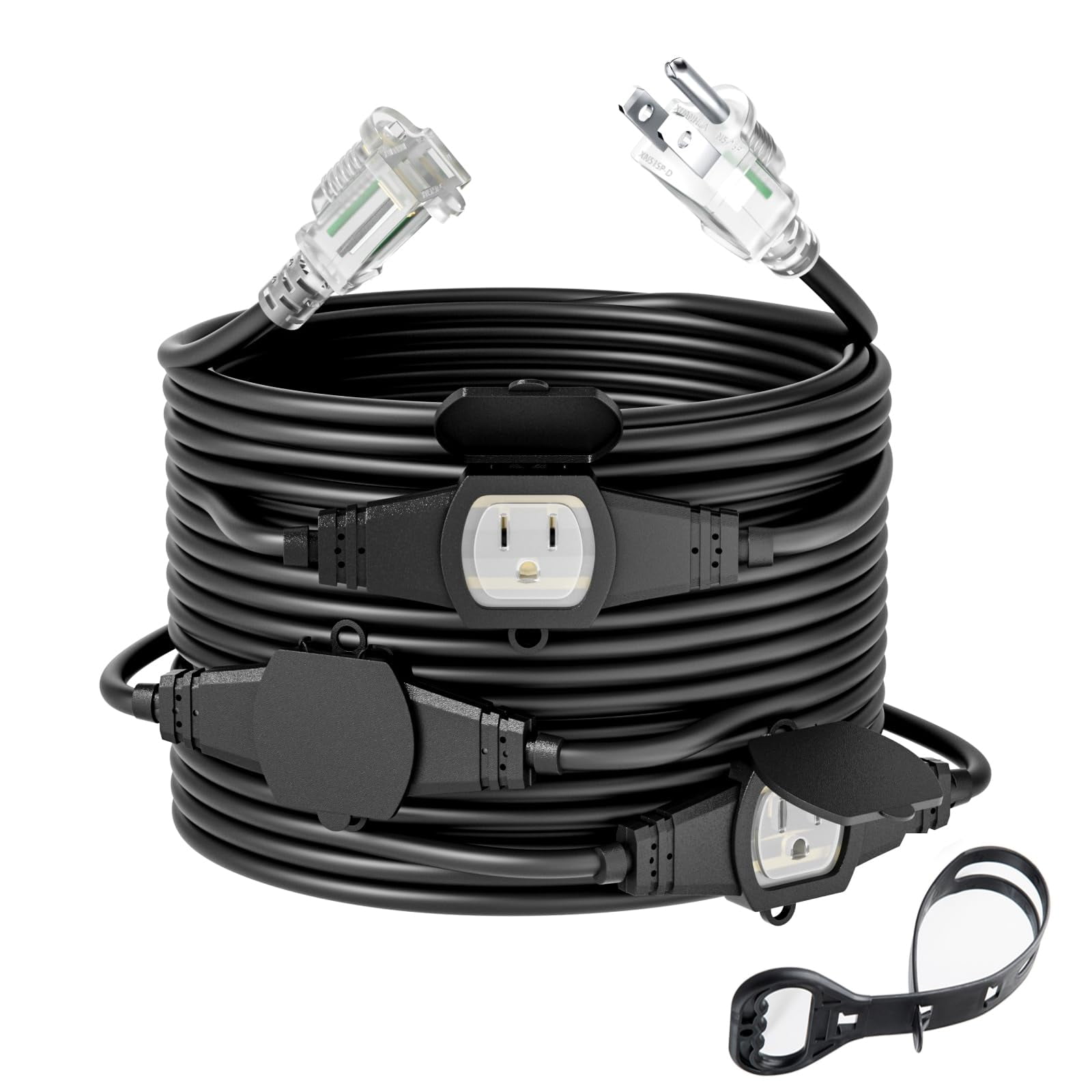 25FT 12 Gauge Outdoor Power Extension Cord,Four Outlet Cable.Multiple ...