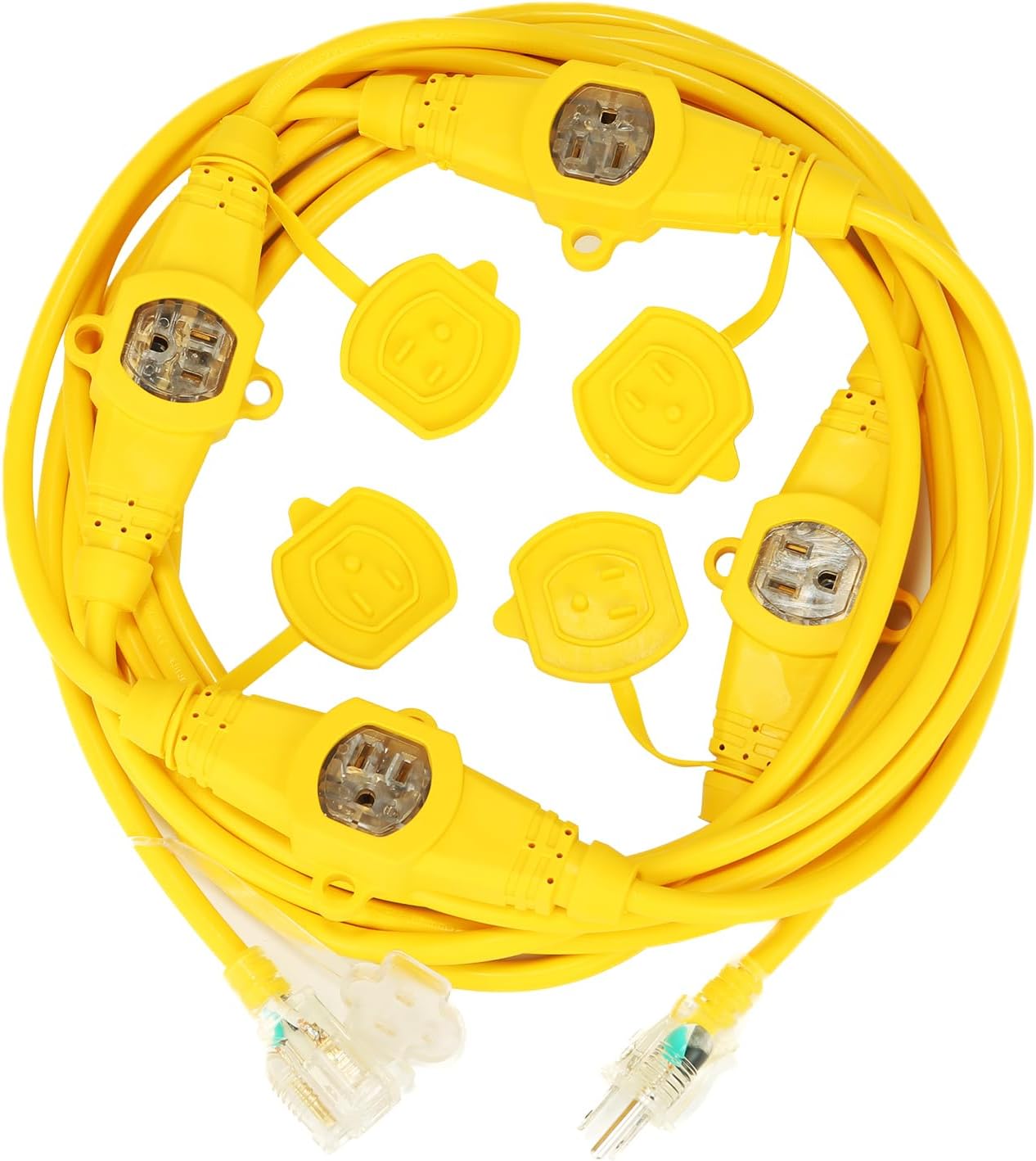 25FT 14 Gauge Power Extension Cord 3 Prong, 4 Nema 5-15R Female Socket ...