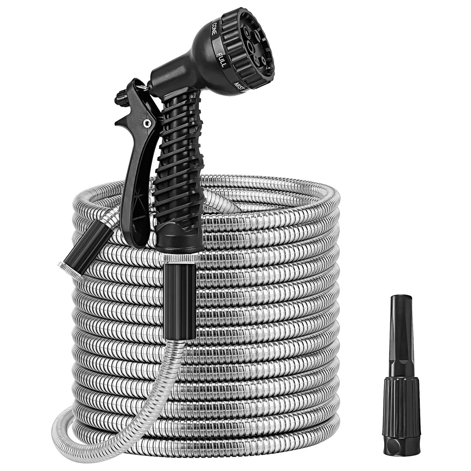 100FT Heavy Duty Stainless Steel Garden Hose Garden Watering Kit Metal ...
