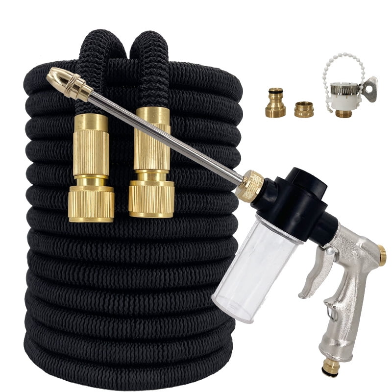 25FT Black Expandable Garden Water Hose Expandable Double Metal ...
