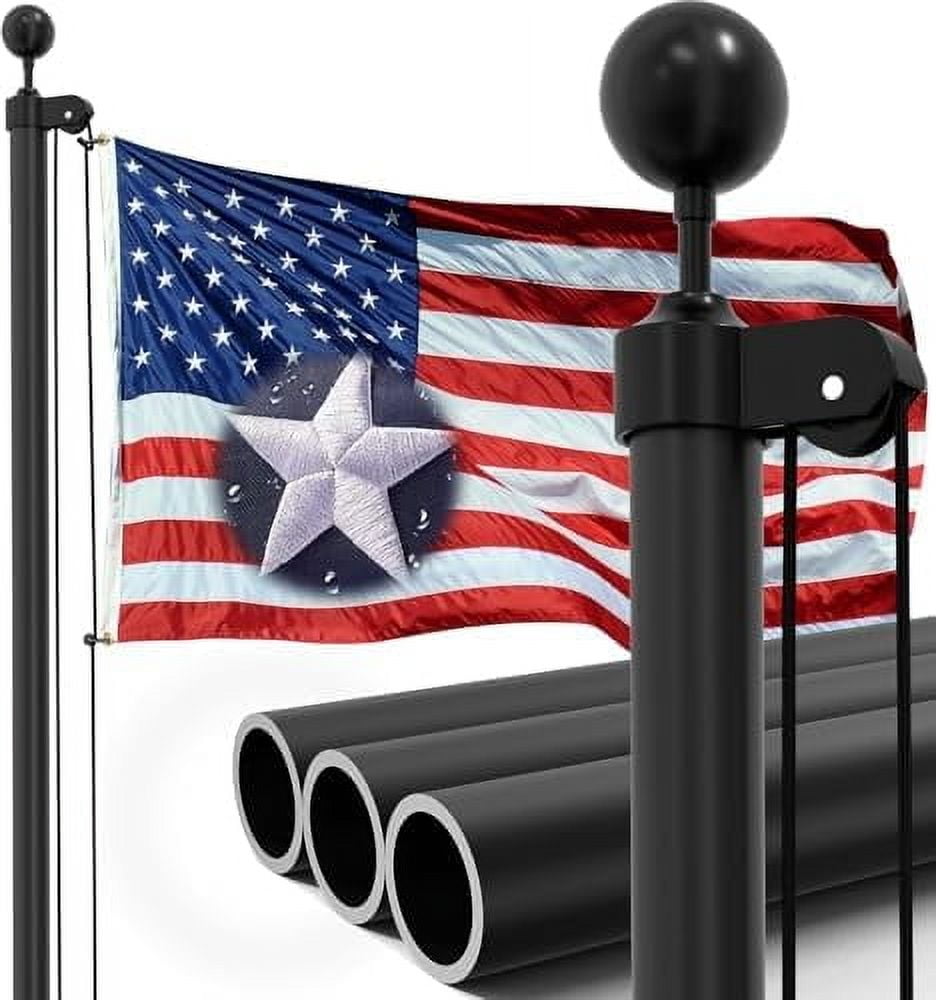 25FT Black Heavy Duty Flag Pole,11-Gauge Aluminum,Extra Thick ...