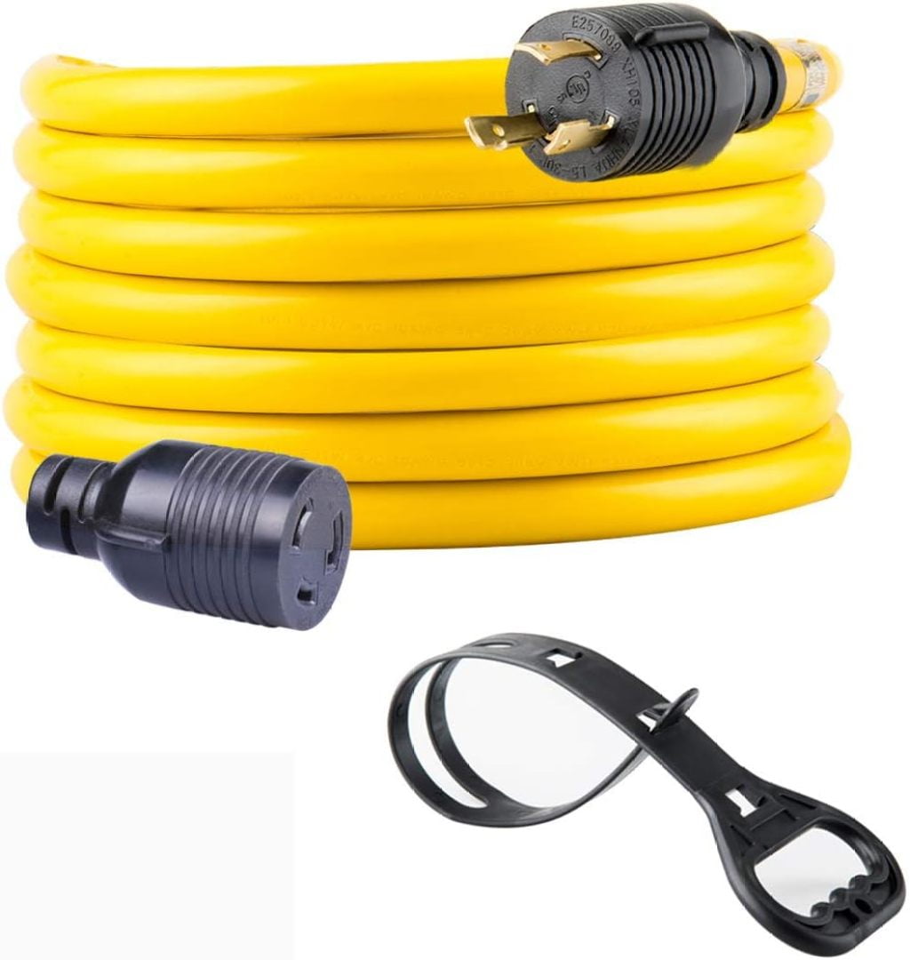 25FT Heavy Duty 3 Prong Generator Locking Power Cord NEMA L5-30P/L5-30R ...
